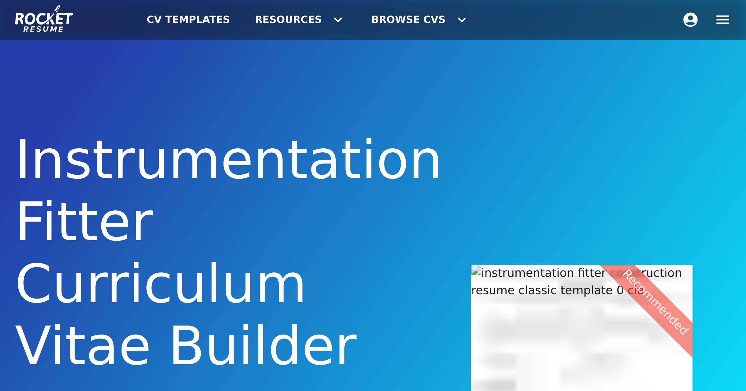 Instrumentation Fitter CV Builder | Rocket Resume