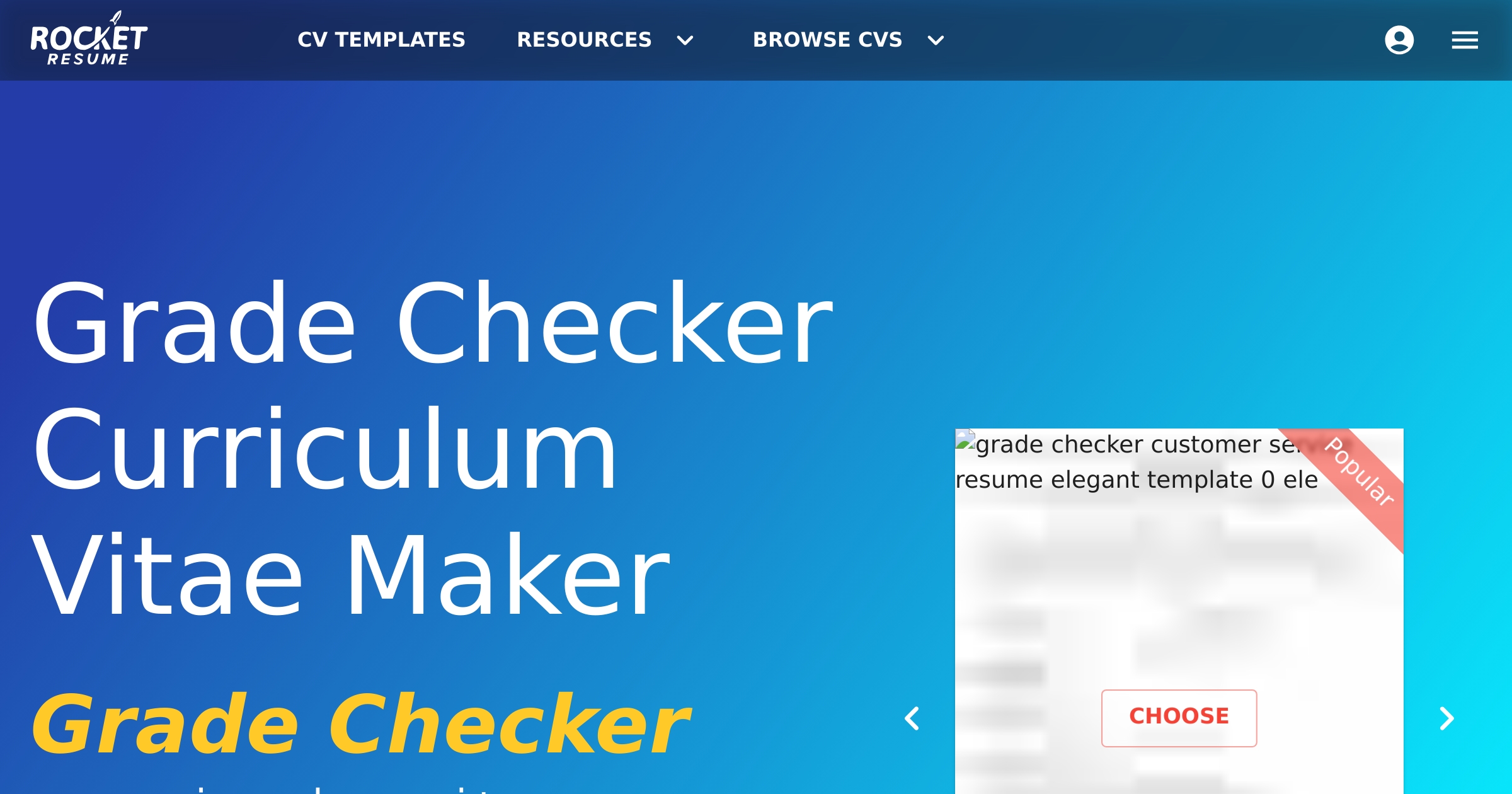 Grade Checker CV Maker | Rocket Resume
