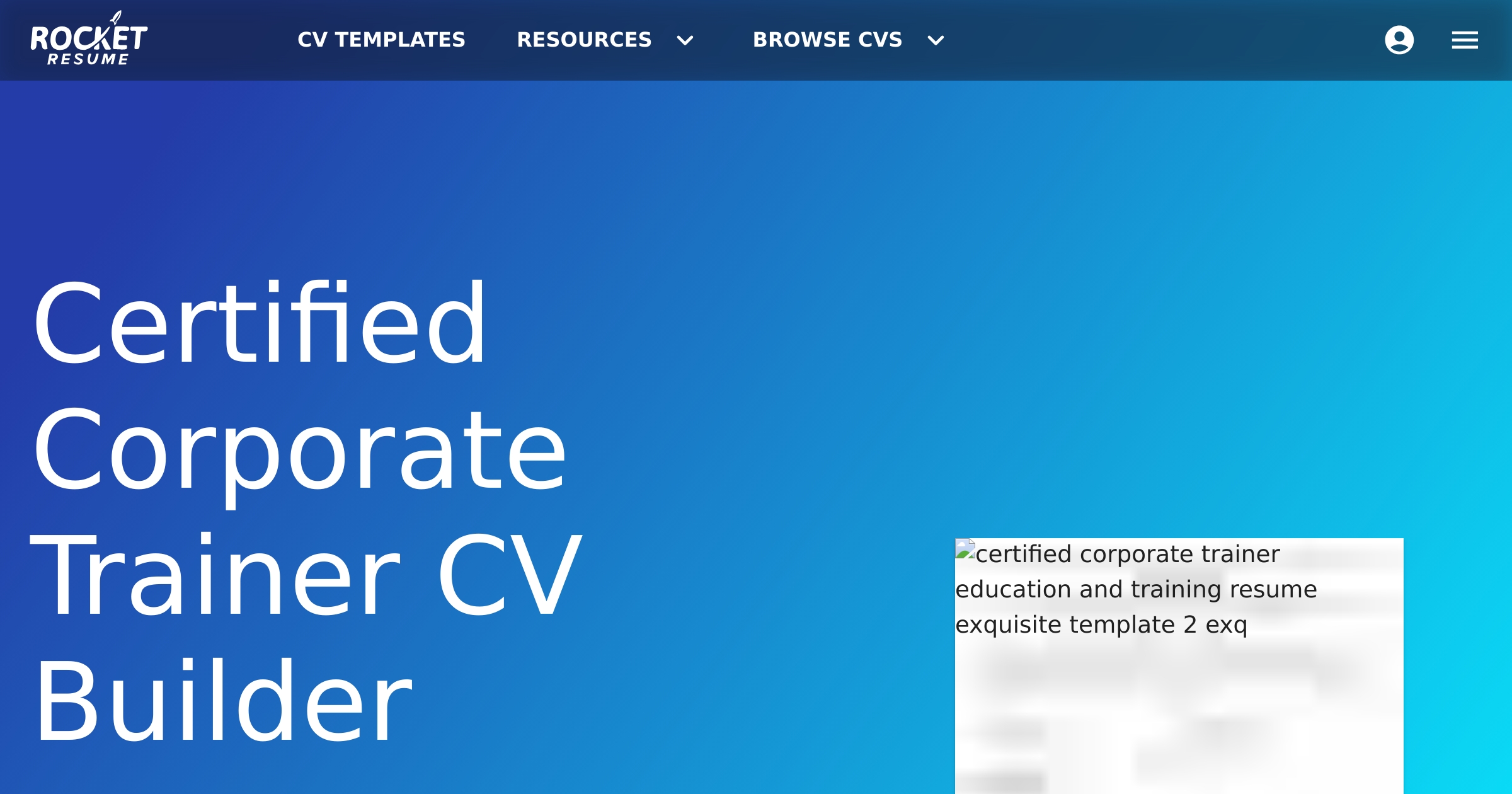 Certified Corporate Trainer CV Builder | Rocket Resume