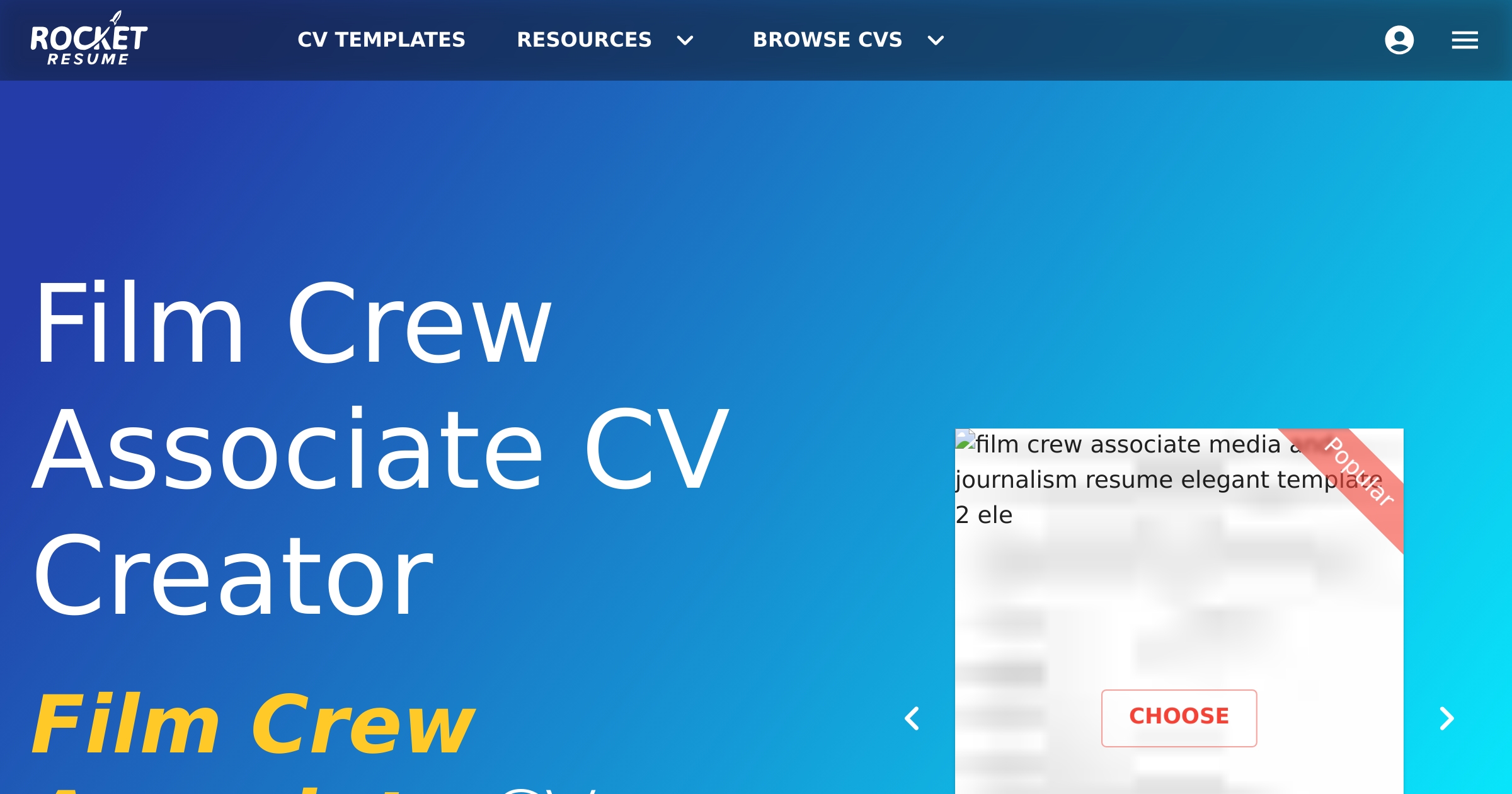 Film Crew Associate CV Creator | Rocket Resume