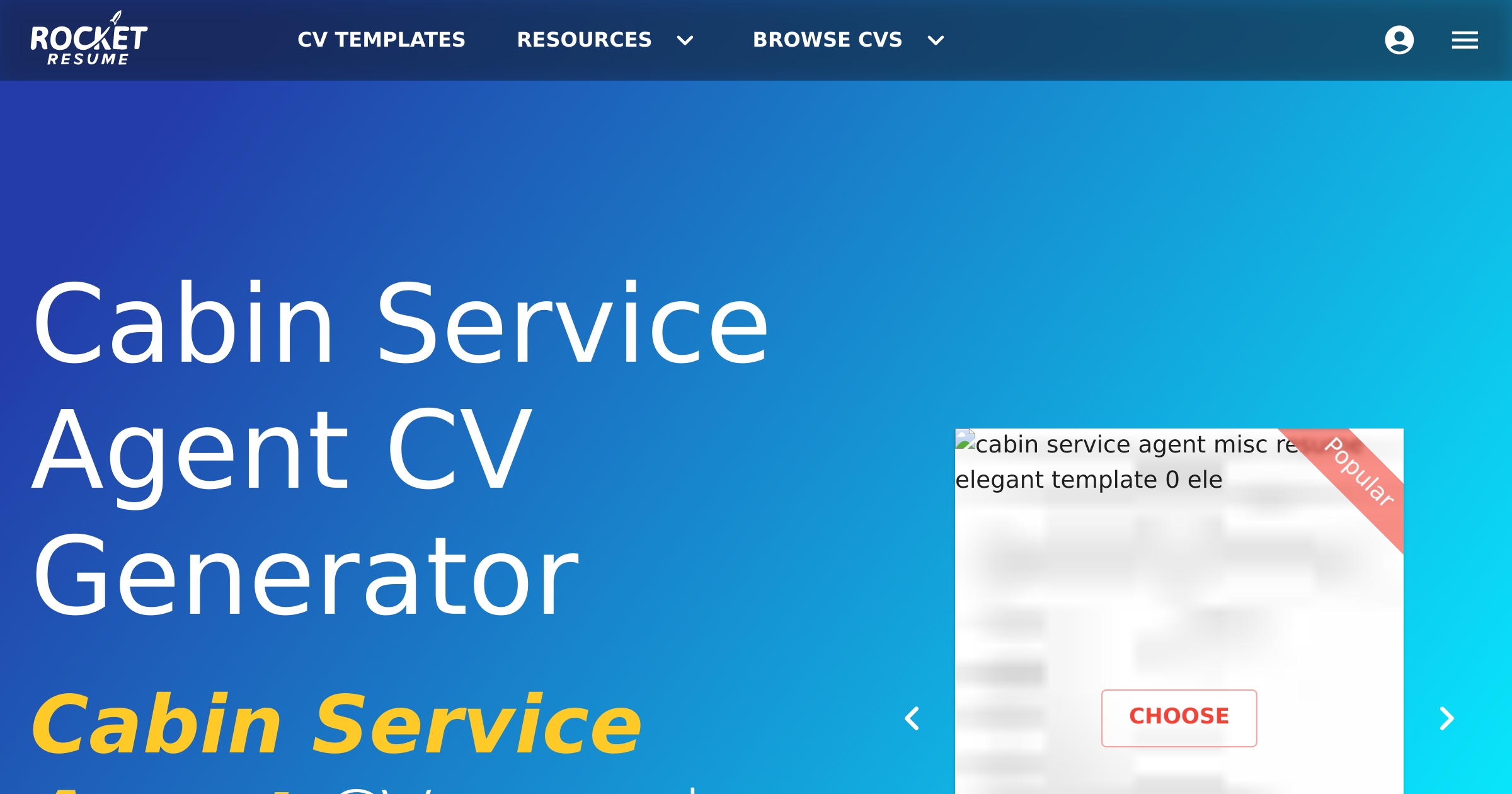 Cabin Service Agent CV Generator | Rocket Resume