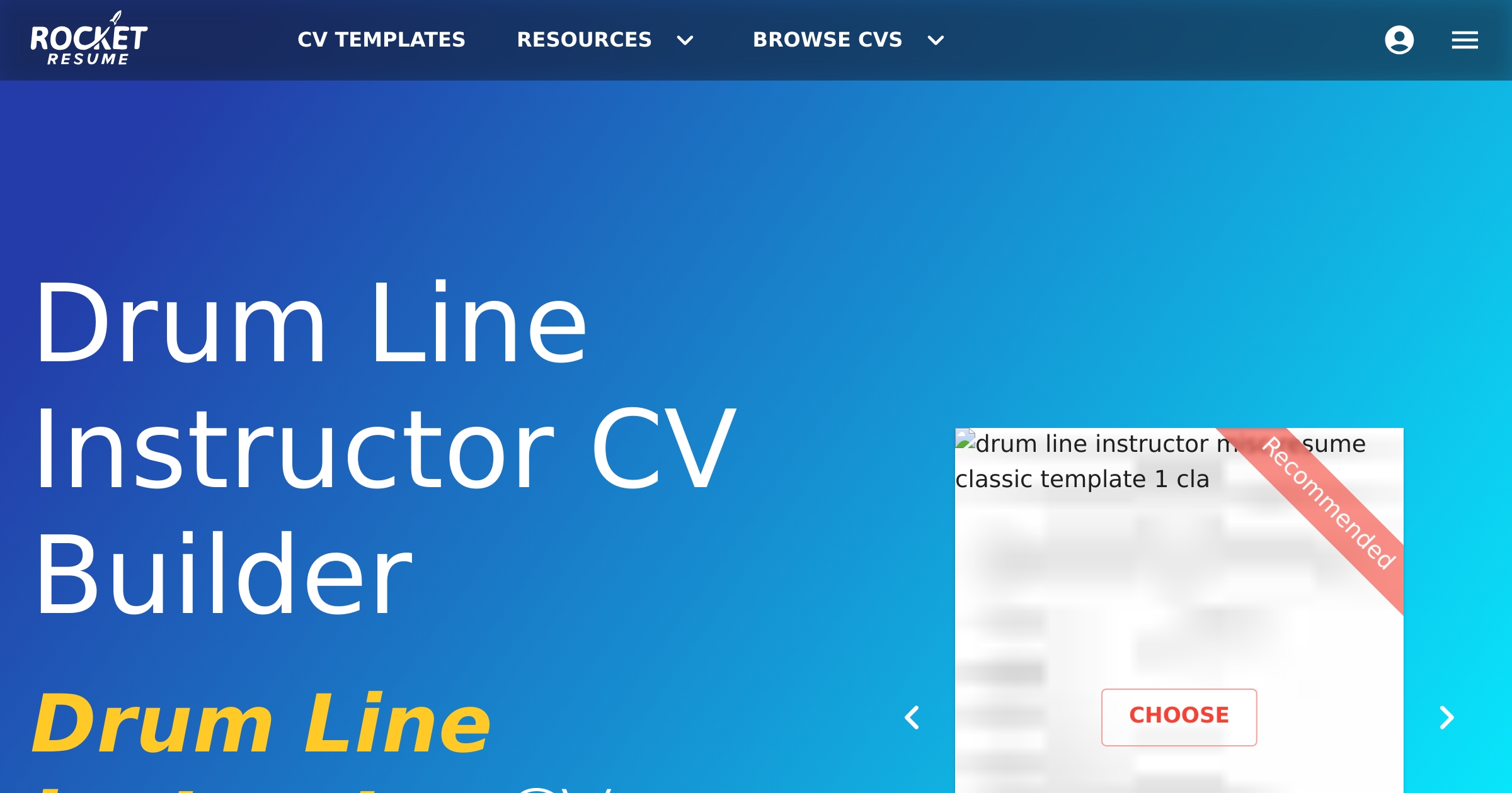 Drum Line Instructor CV Builder | Rocket Resume