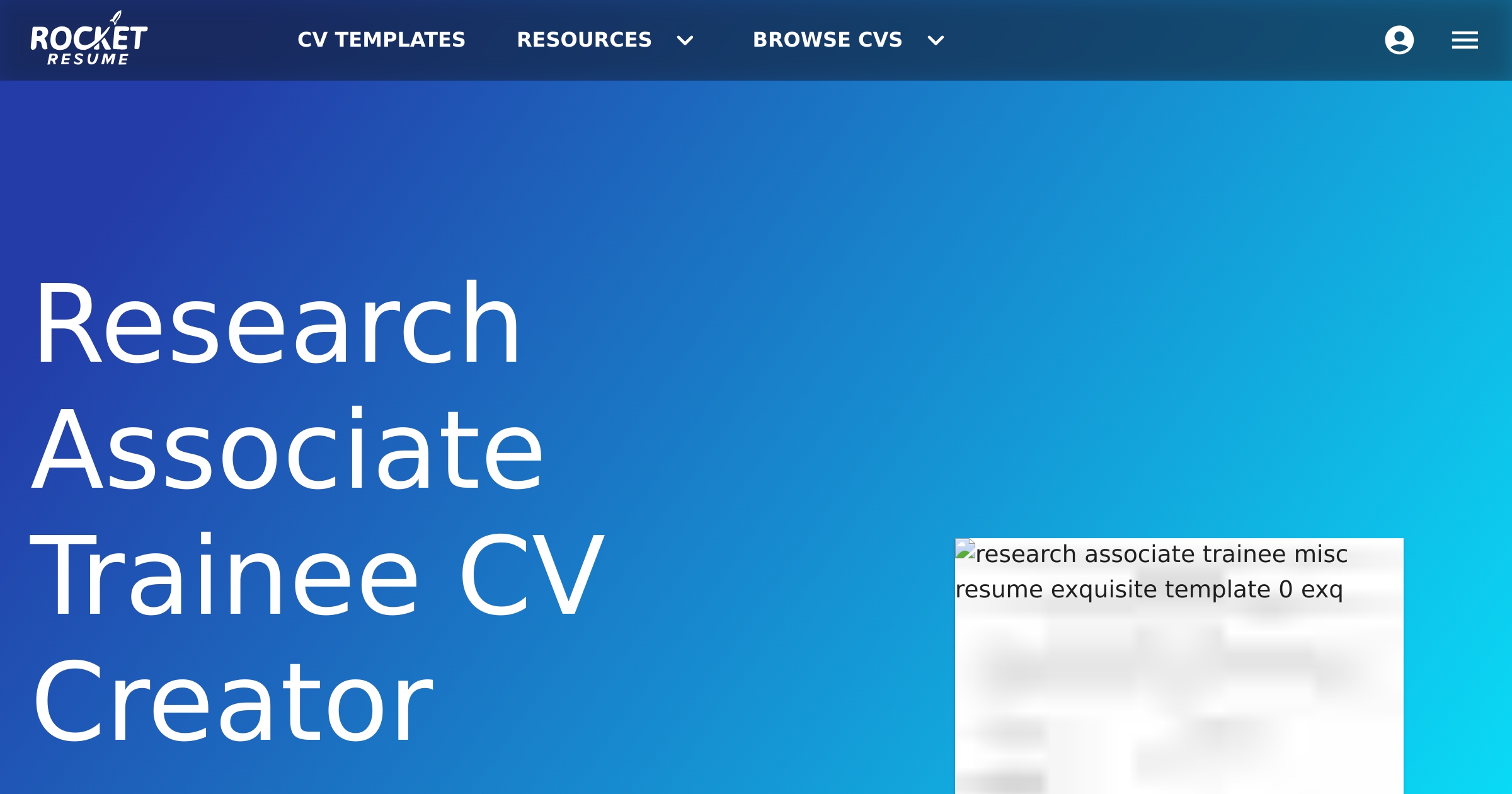 Research Associate Trainee CV Creator | Rocket Resume
