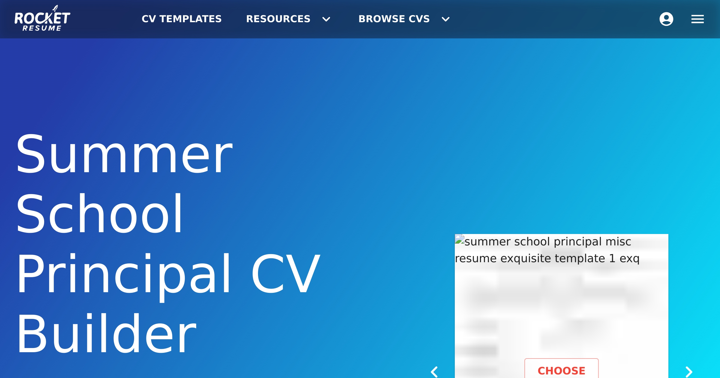 Summer School Principal CV Builder | Rocket Resume