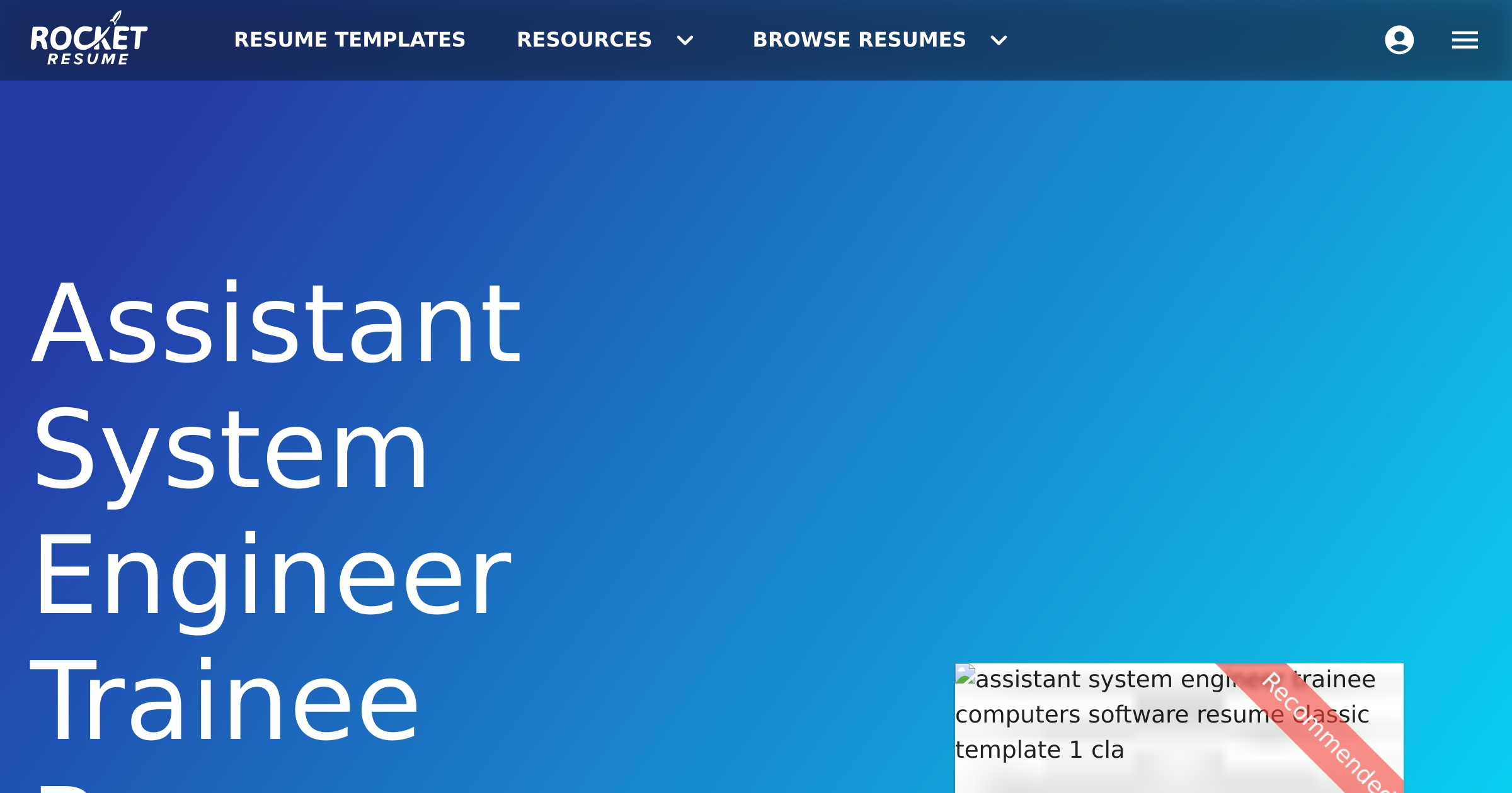 Assistant System Engineer Trainee Resume Builder | Rocket Resume