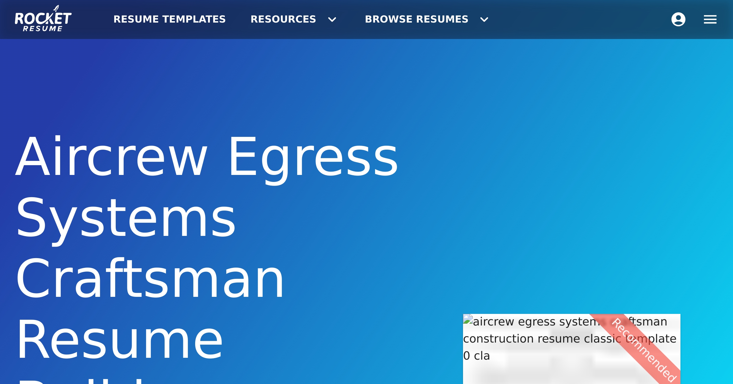 Aircrew Egress Systems Craftsman Resume Builder | Rocket Resume