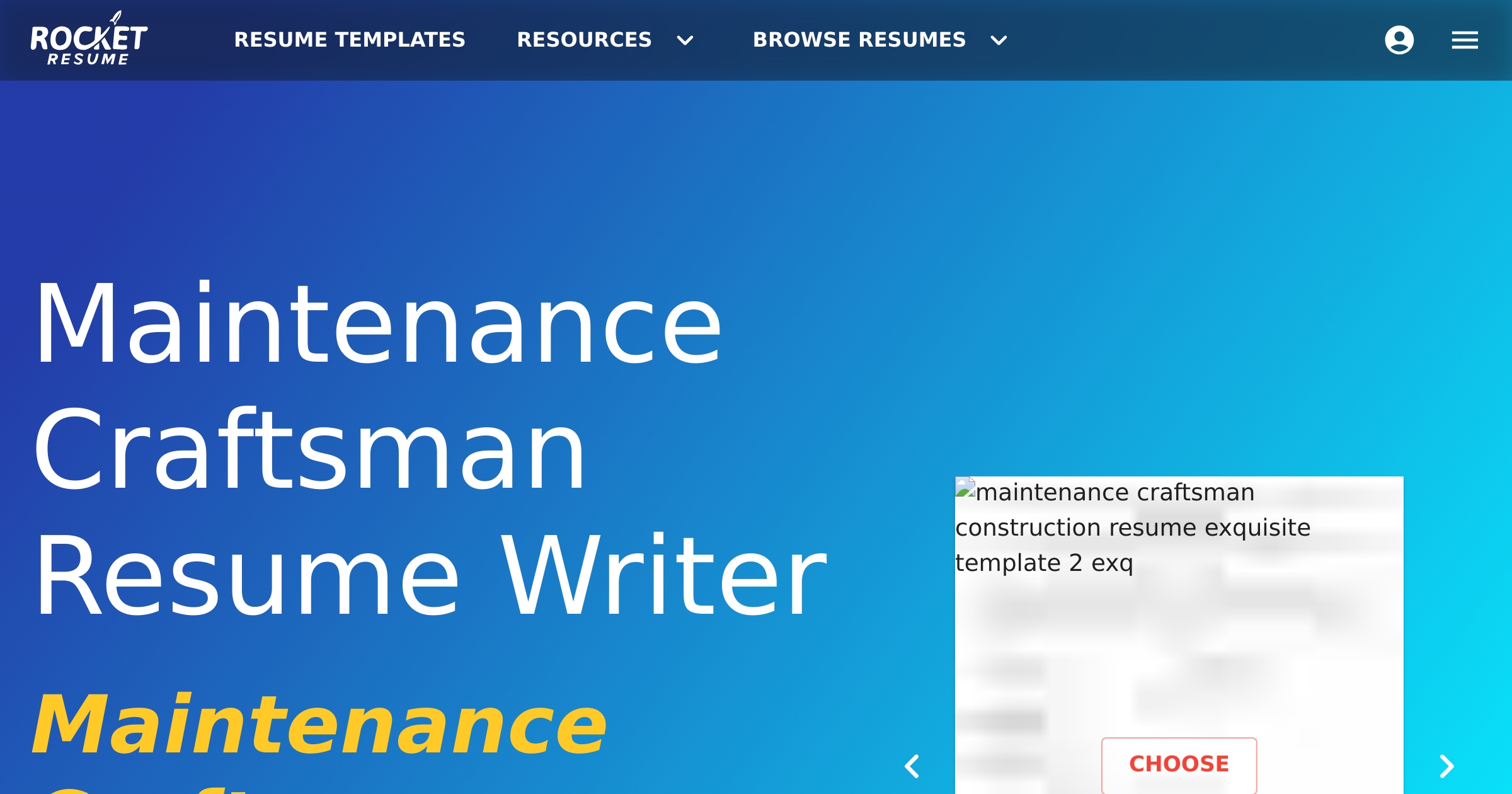 Maintenance Craftsman Resume Writer | Rocket Resume