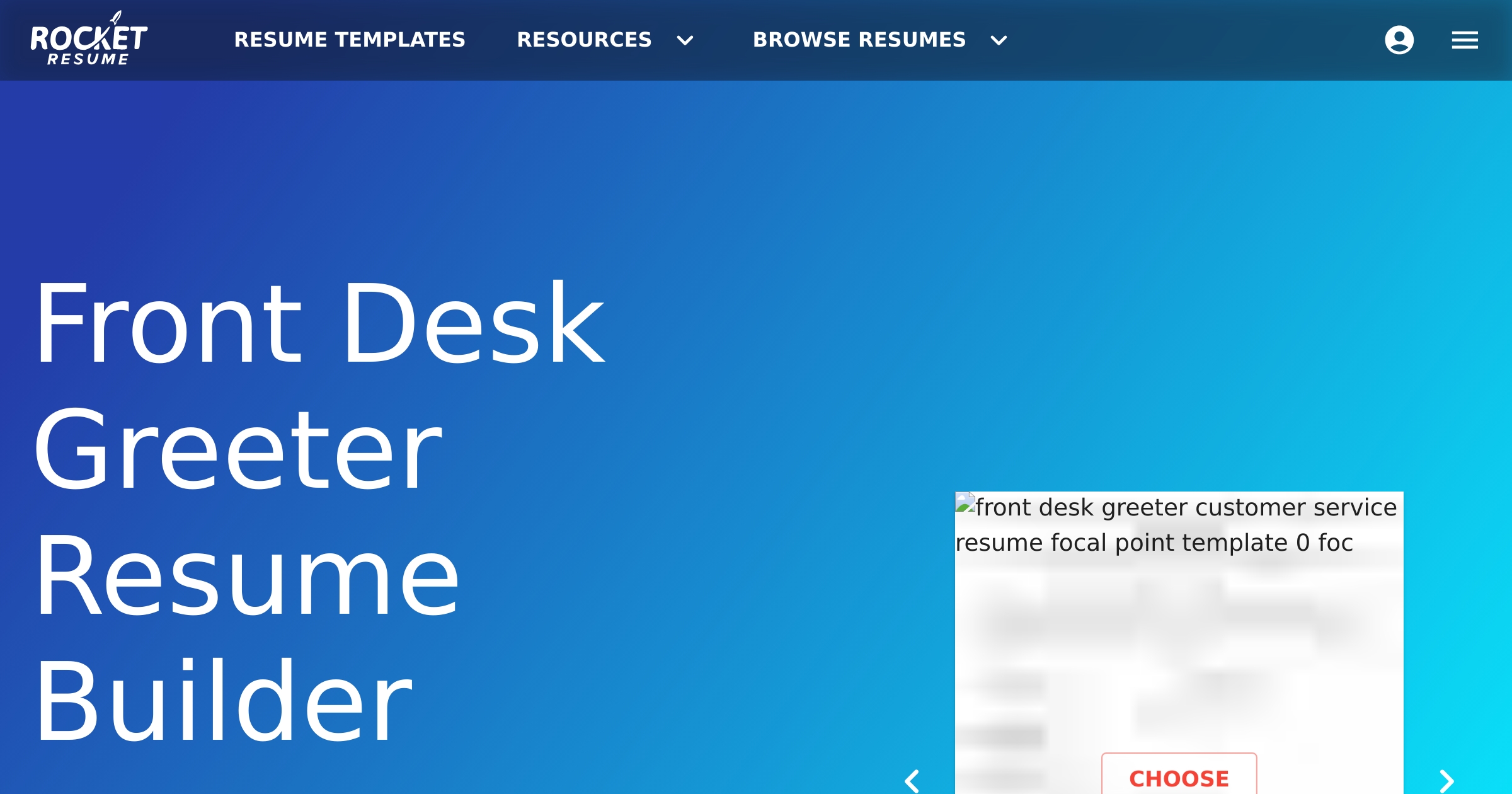 Front Desk Greeter Resume Builder | Rocket Resume