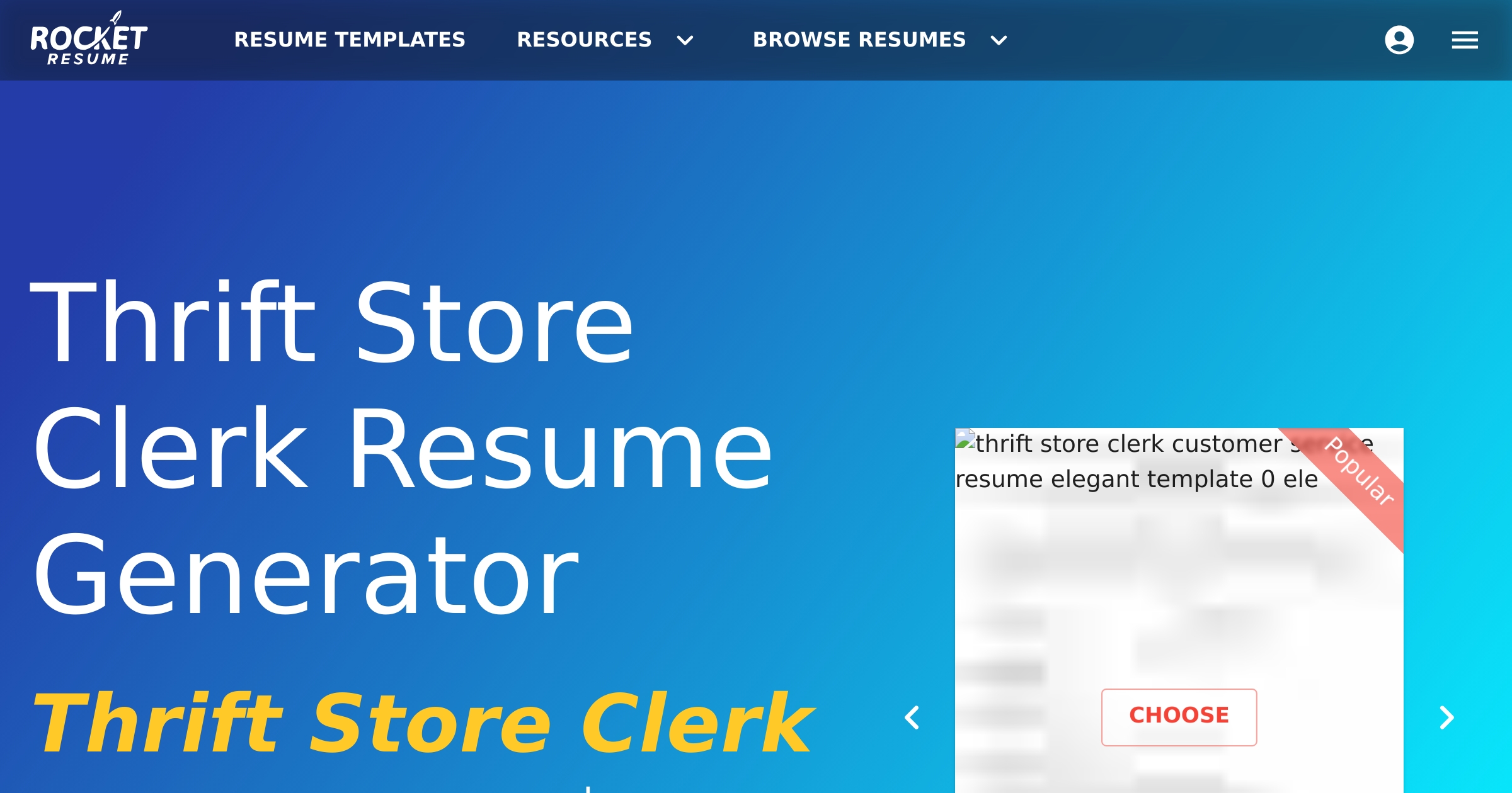 Thrift Store Clerk Resume Generator | Rocket Resume