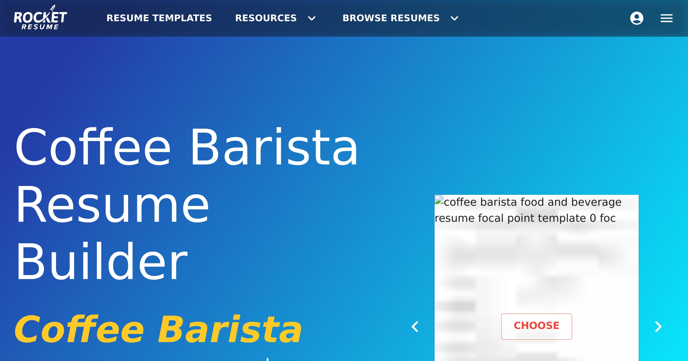 Coffee Barista Resume Builder | Rocket Resume