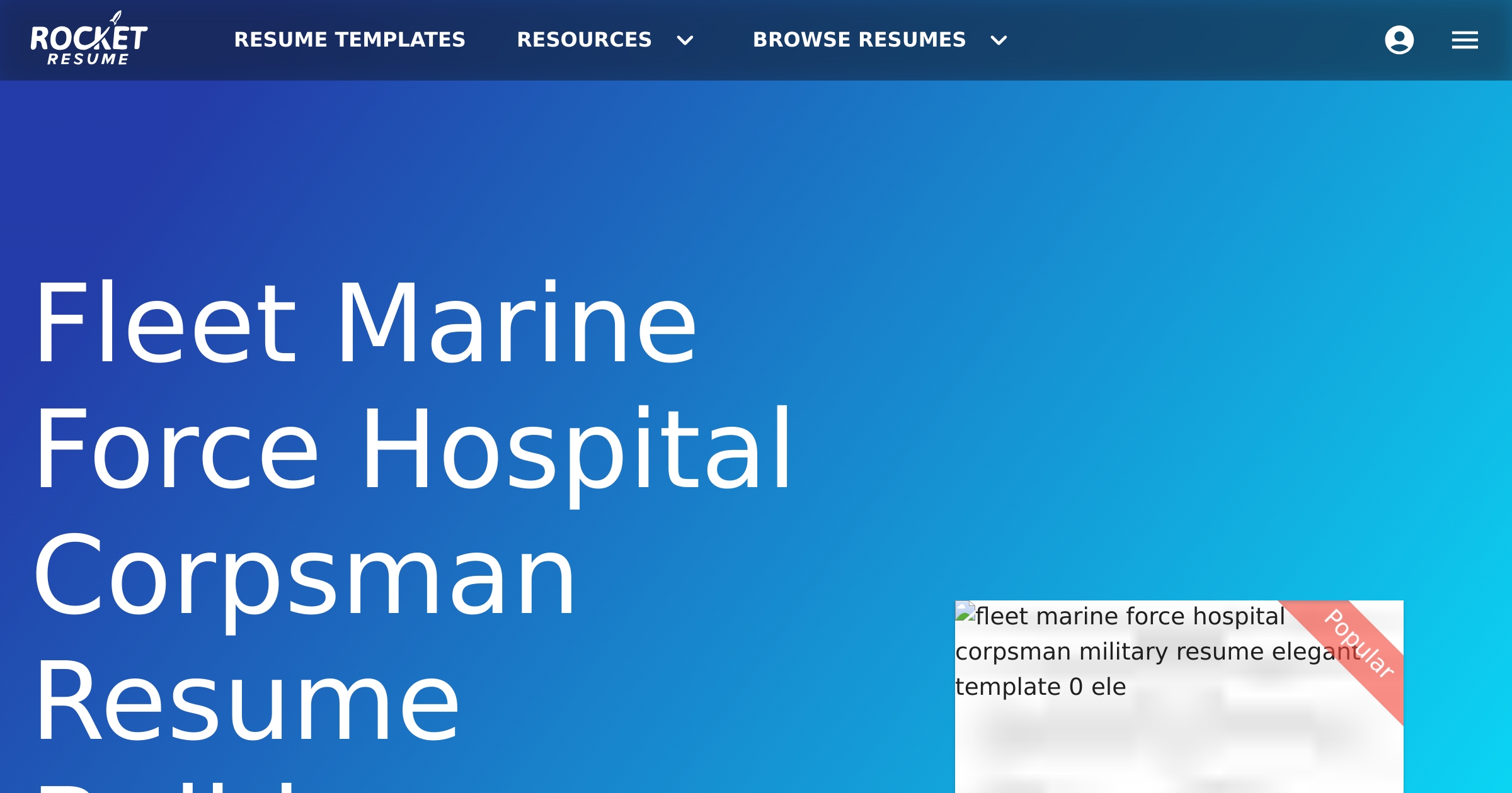 Fleet Marine Force Hospital Corpsman Resume Builder | Rocket Resume