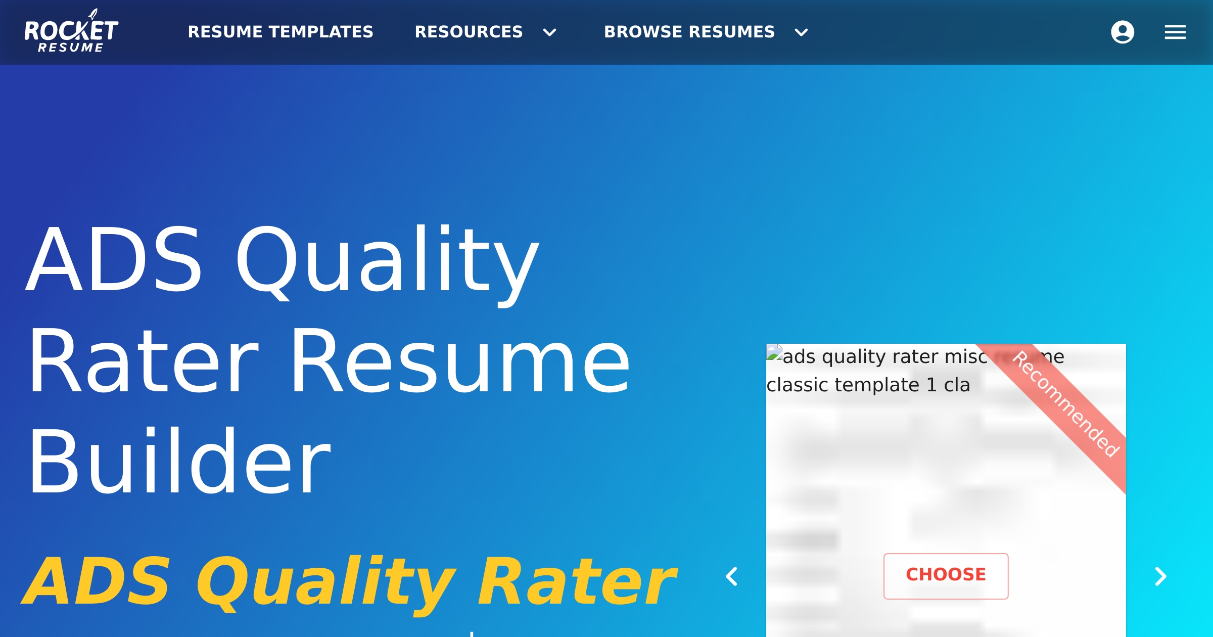ADS Quality Rater Resume Builder | Rocket Resume