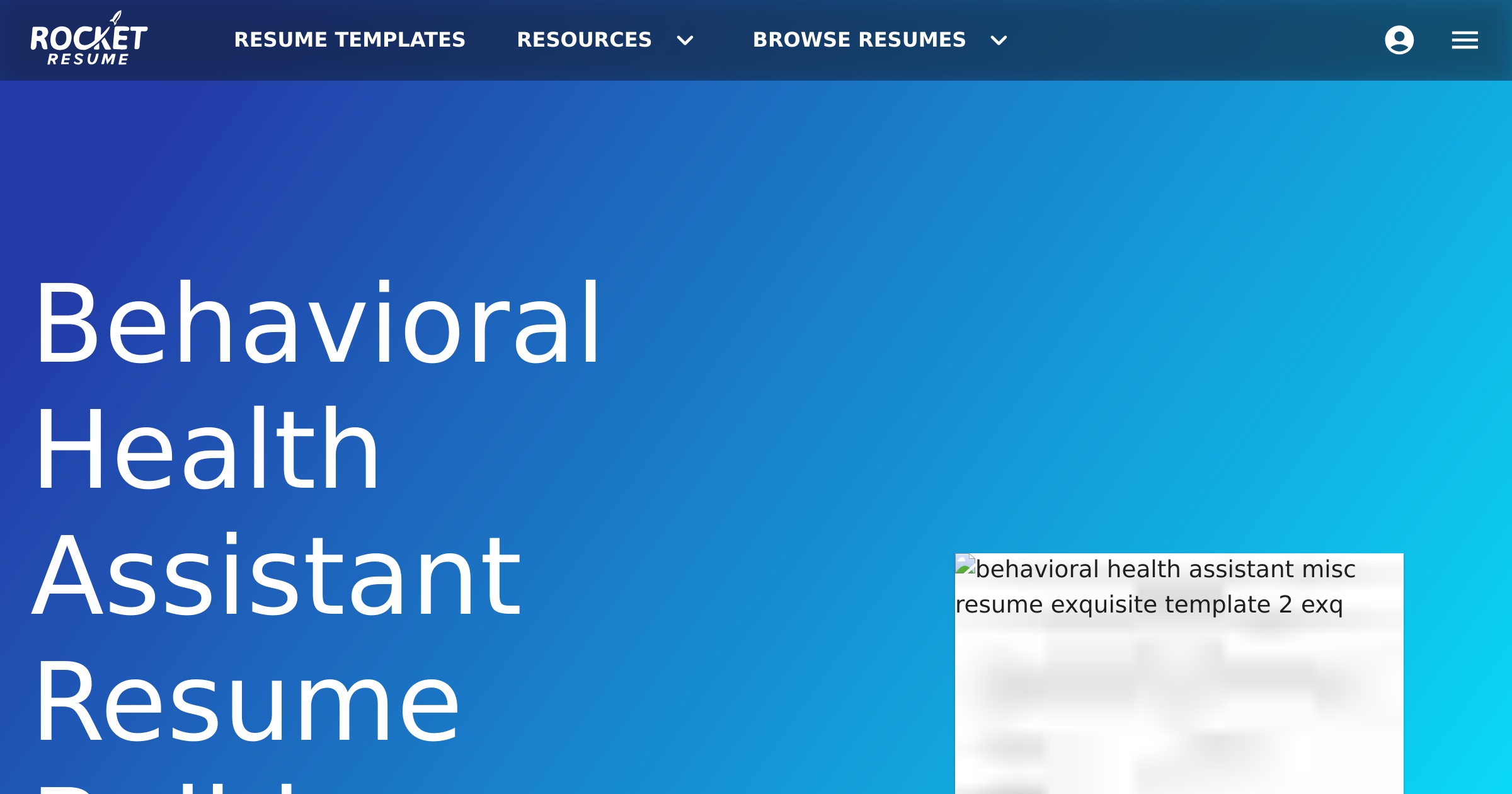 Behavioral Health Assistant Resume Builder | Rocket Resume