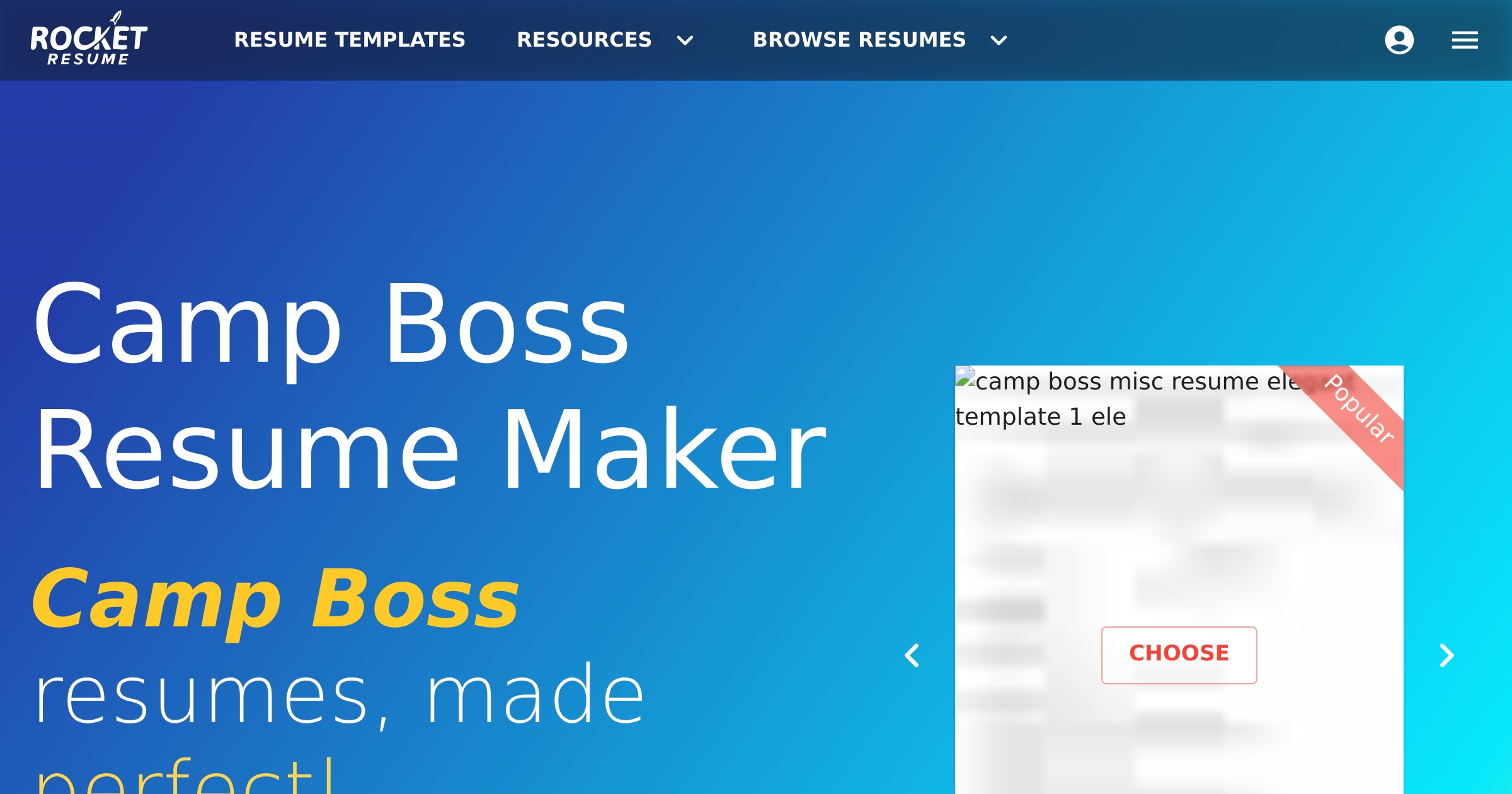 Camp Boss Resume Maker | Rocket Resume