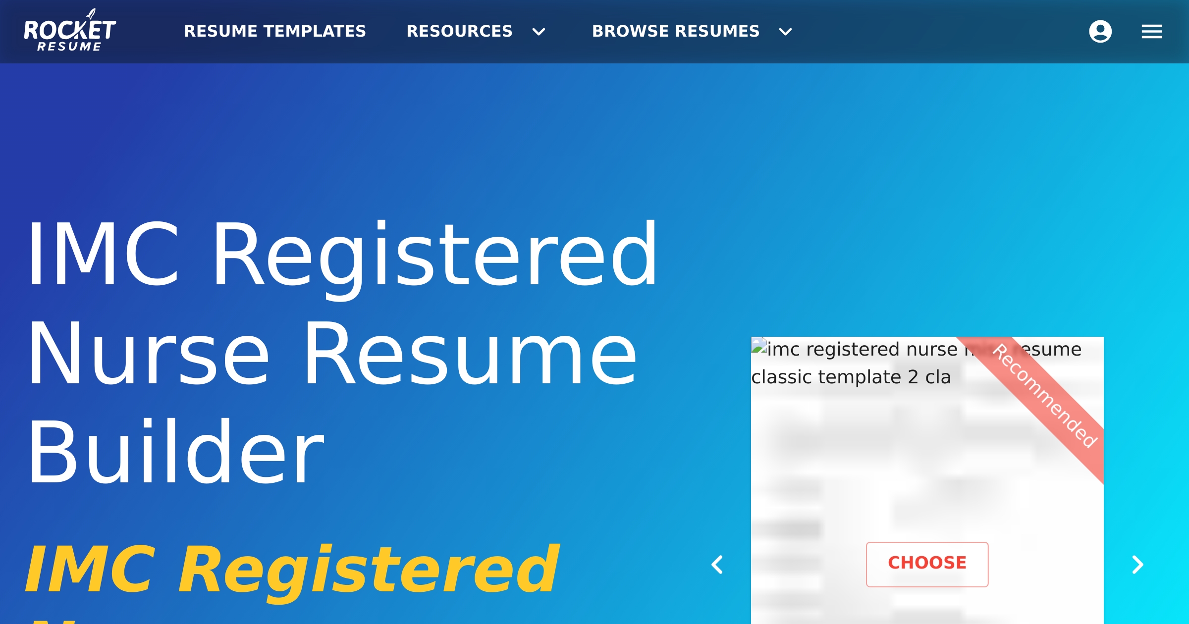 IMC Registered Nurse Resume Builder | Rocket Resume