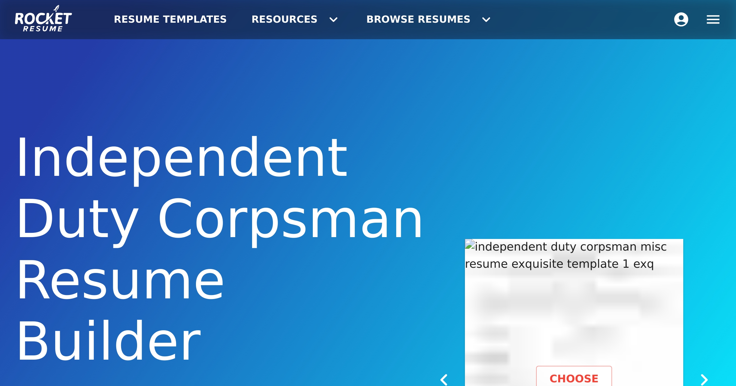 Independent Duty Corpsman Resume Builder | Rocket Resume