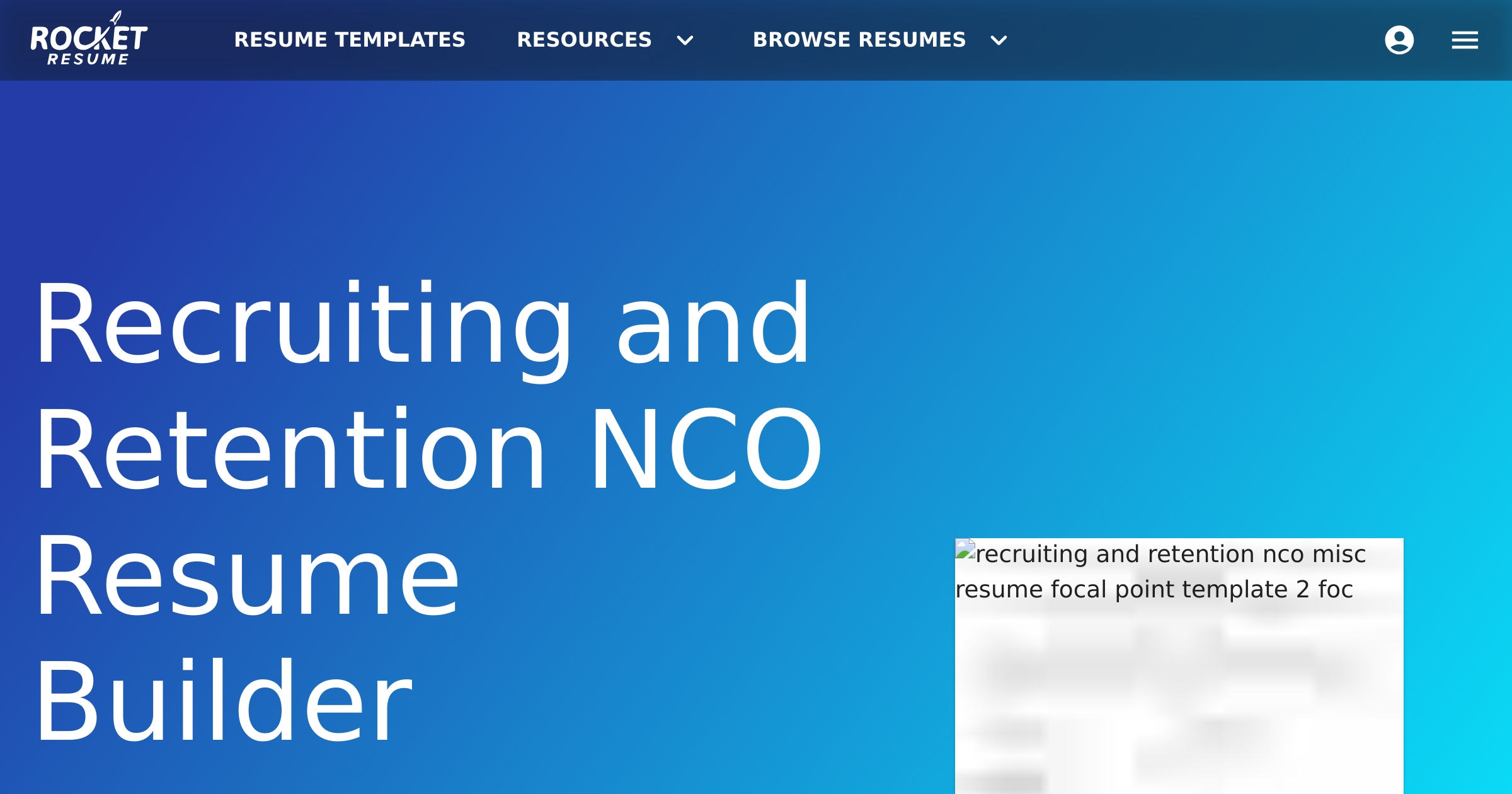 Recruiting and Retention NCO Resume Builder | Rocket Resume