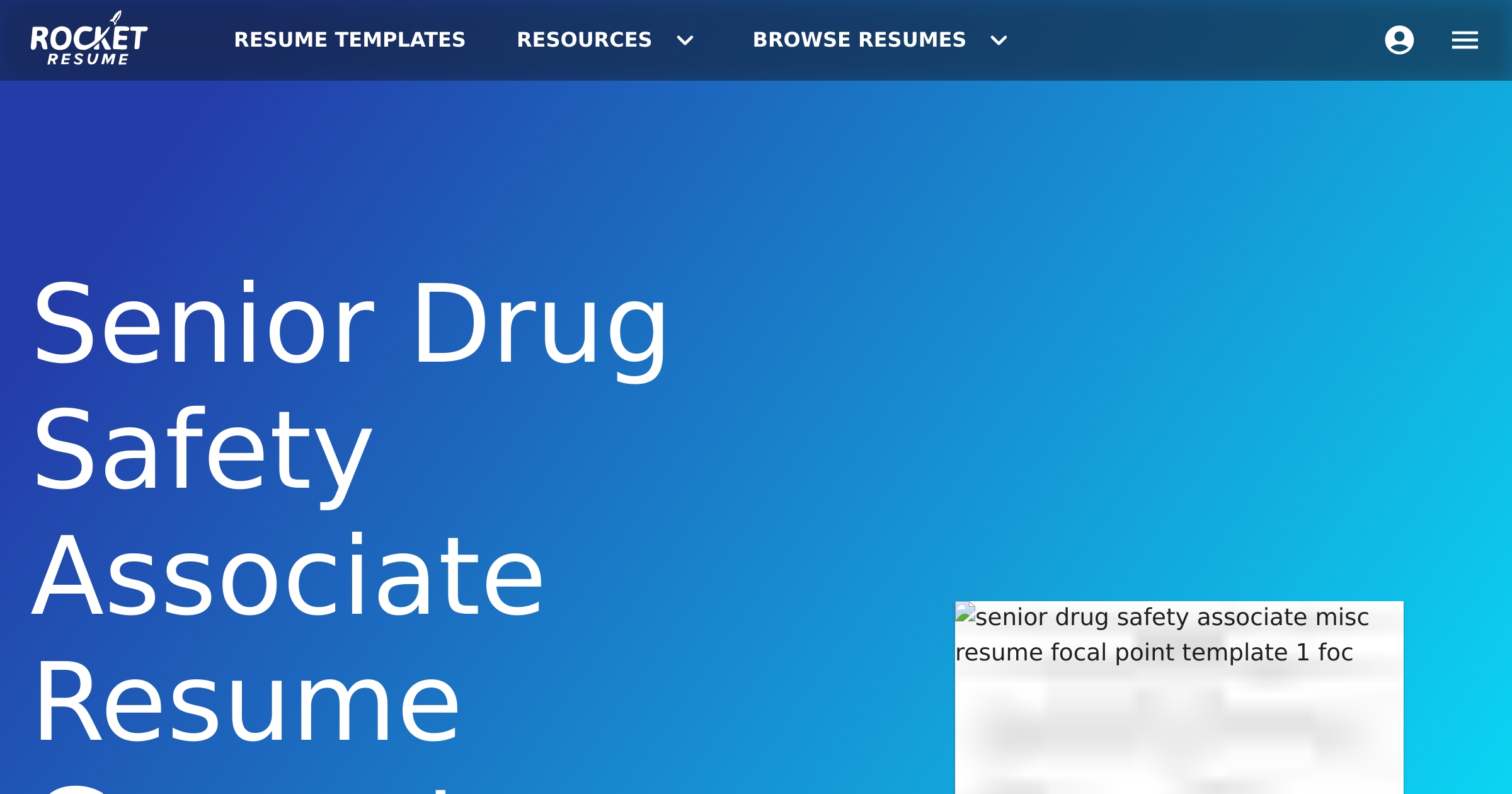 Senior Drug Safety Associate Resume Generator | Rocket Resume