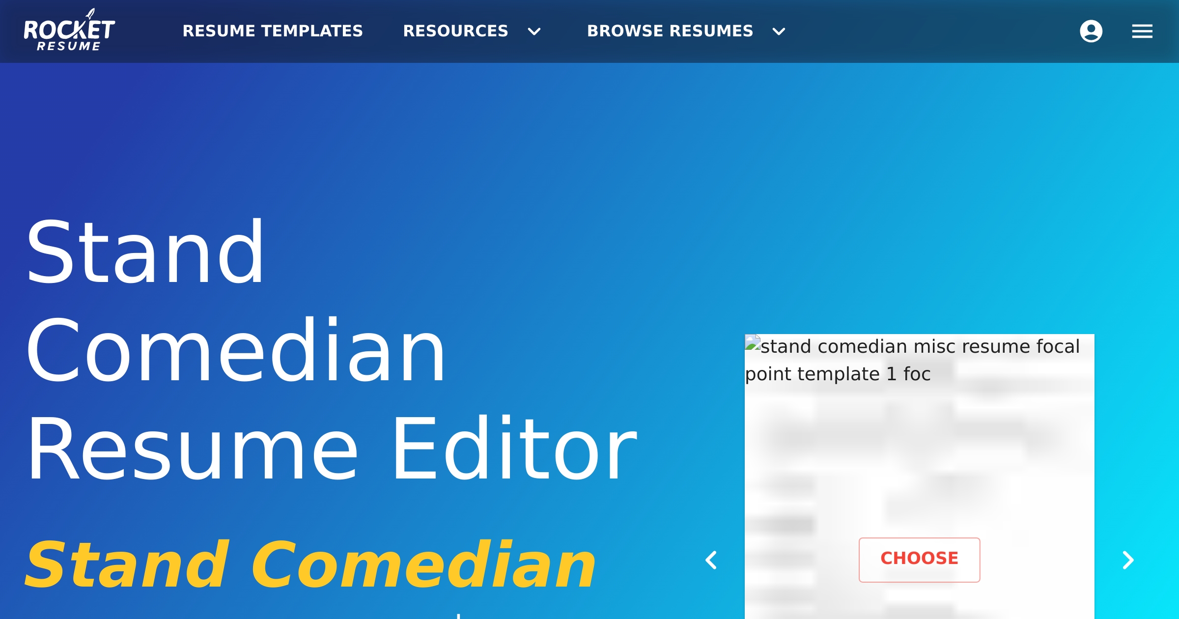 Stand Comedian Resume Editor | Rocket Resume