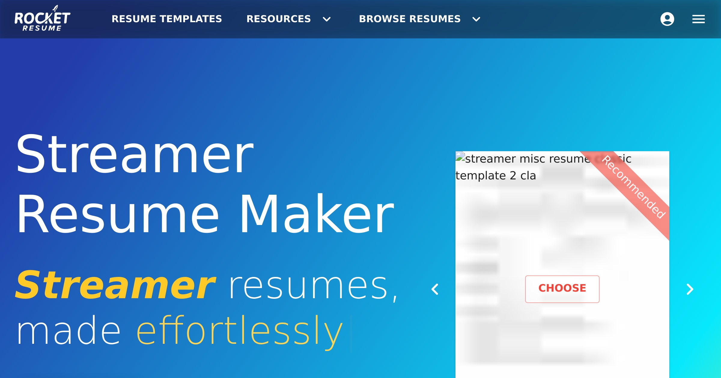Streamer Resume Maker | Rocket Resume