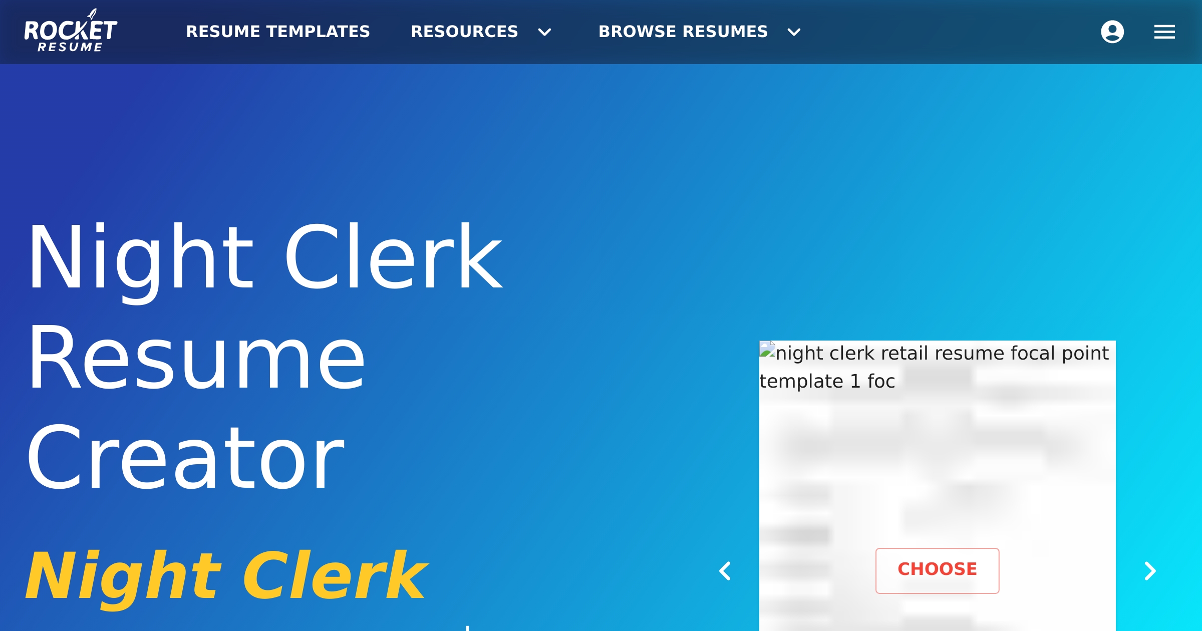Night Clerk Resume Creator | Rocket Resume