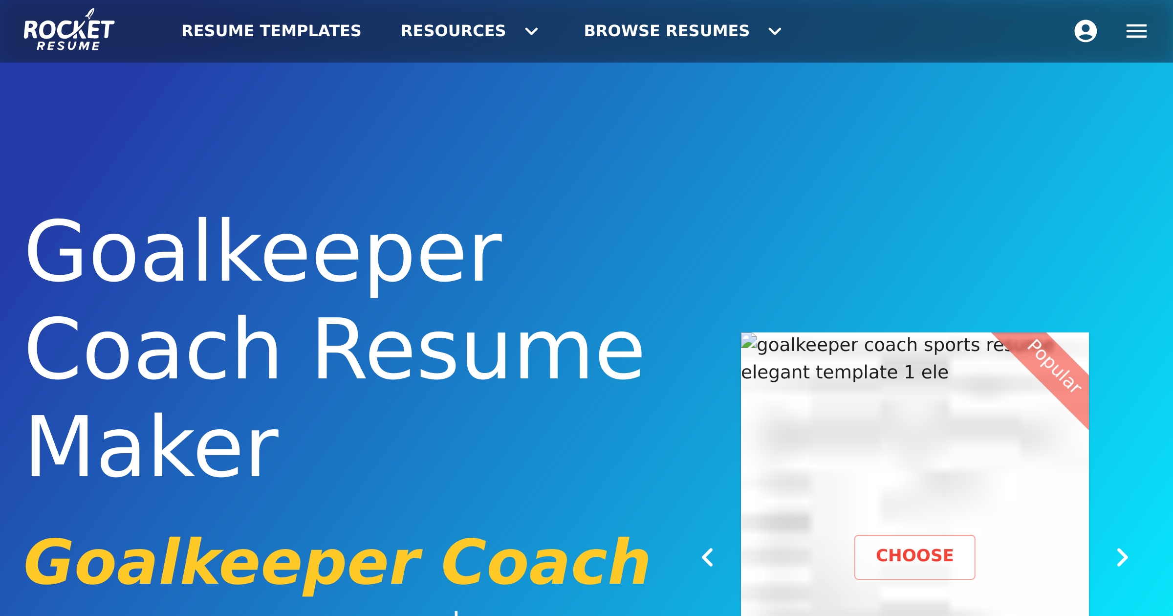 Goalkeeper Coach Resume Maker | Rocket Resume