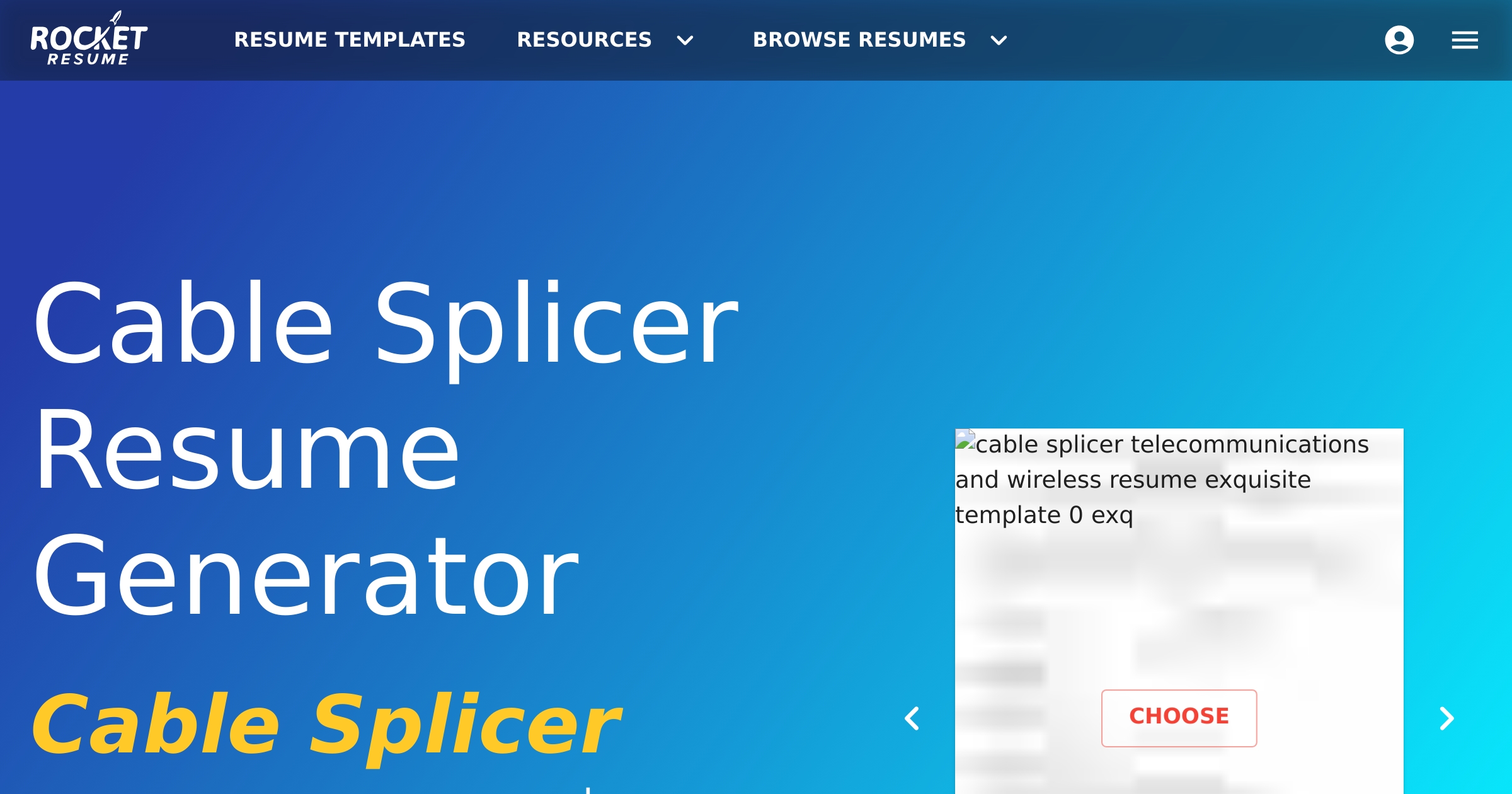 Cable Splicer Resume Generator | Rocket Resume