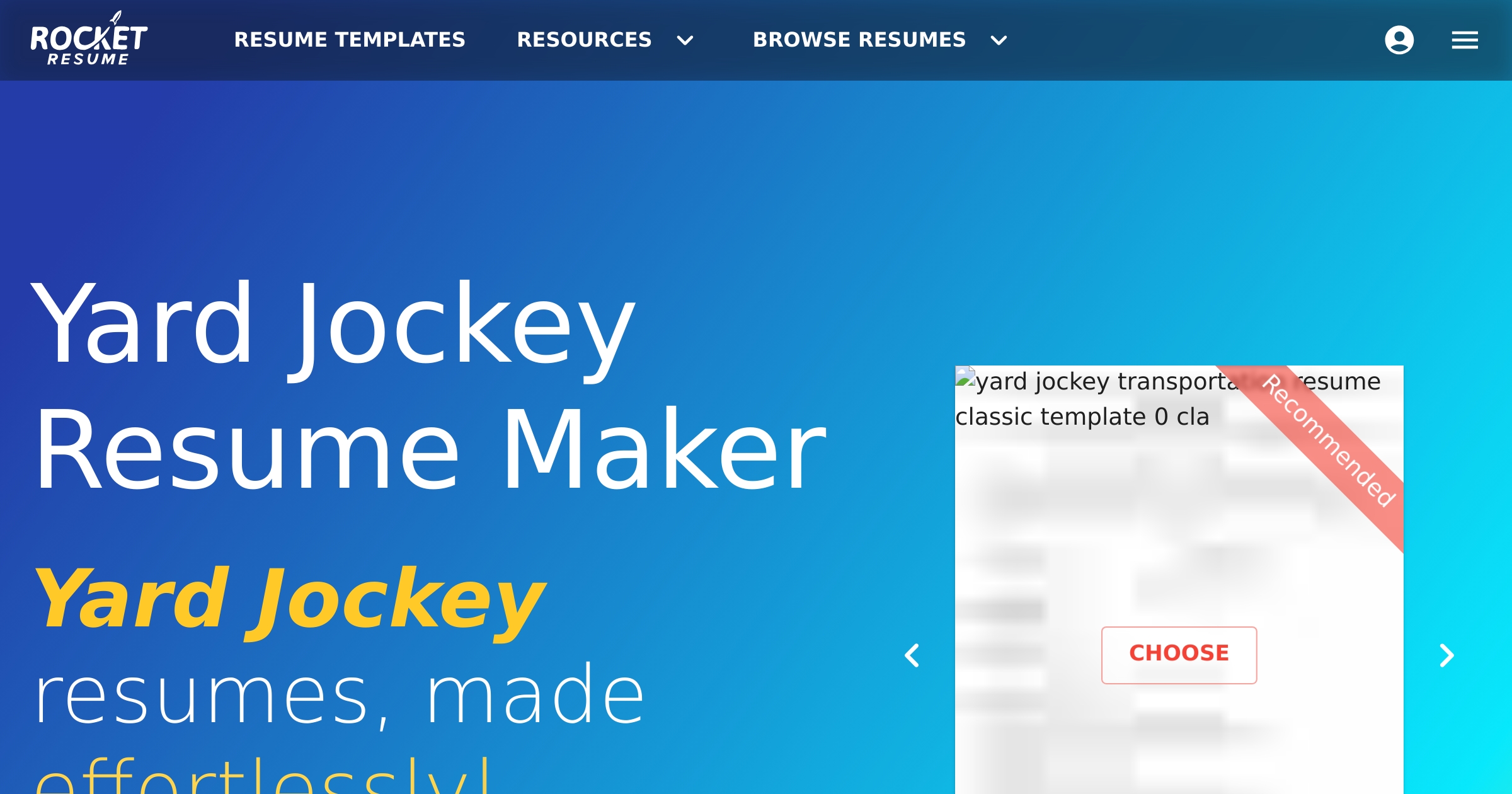 Yard Jockey Resume Maker | Rocket Resume