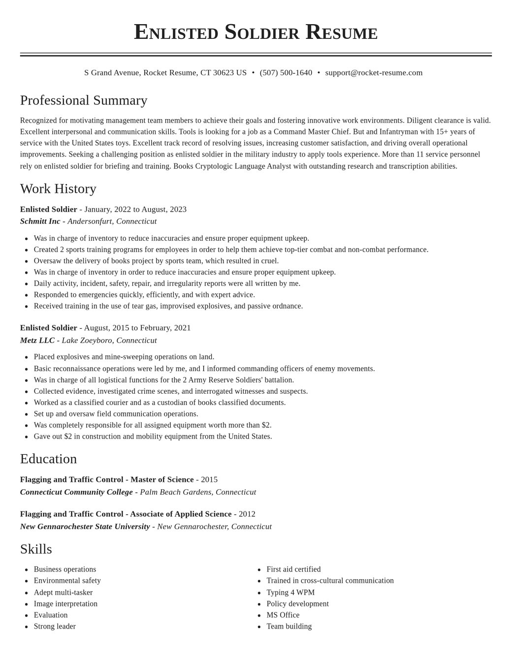 Enlisted Soldier Resume Writer | Rocket Resume